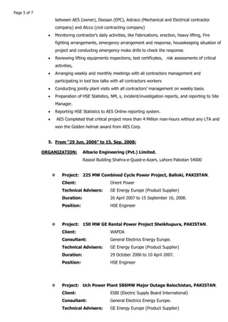 CV Abid Rasool (HSE Engineer). | PDF | Civil Engineering Industry ...