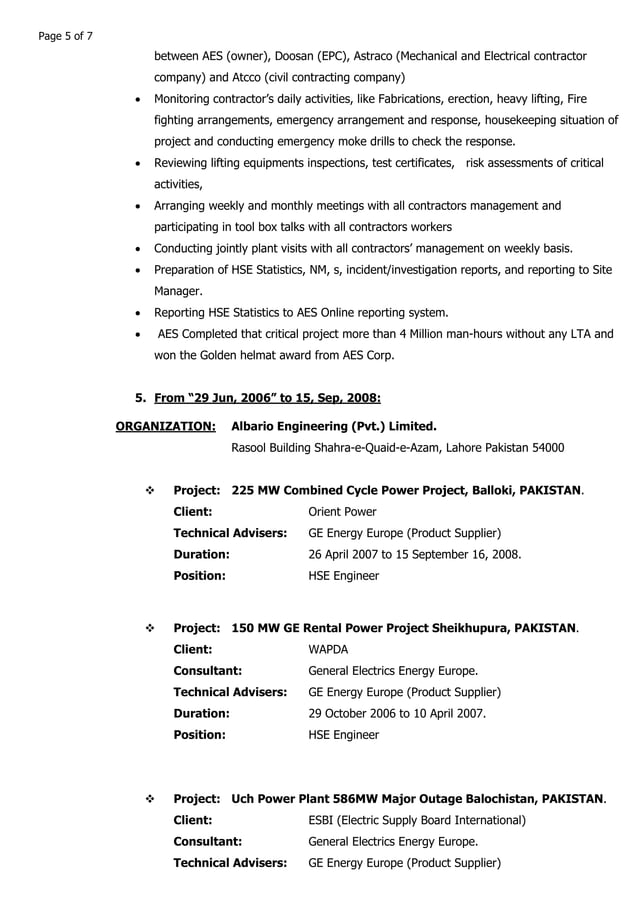CV Abid Rasool (HSE Engineer). | PDF | Civil Engineering Industry | Industries
