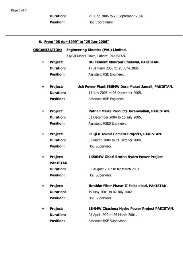 CV Abid Rasool (HSE Engineer). | PDF | Civil Engineering Industry ...