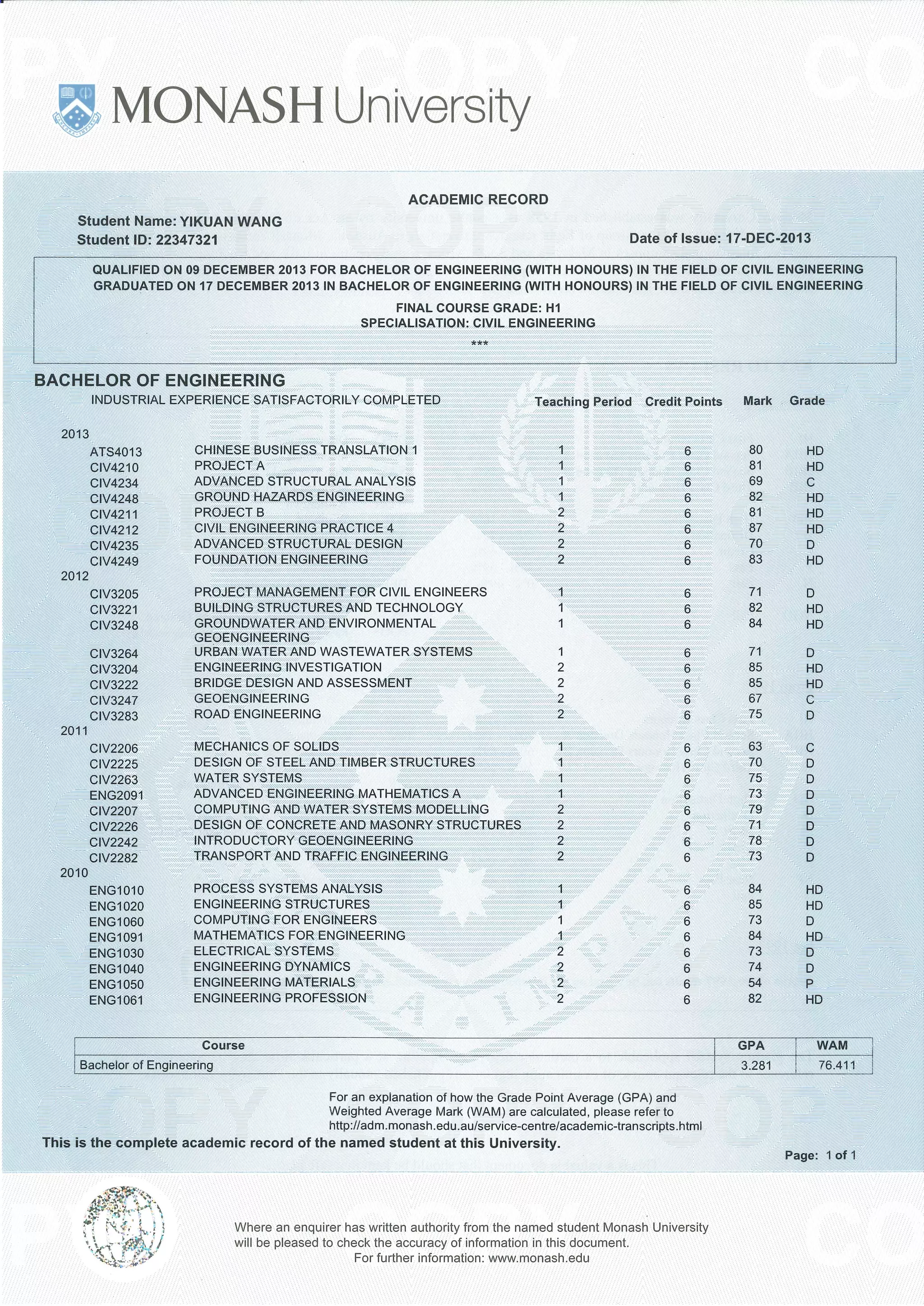 Academic Transcript | PDF