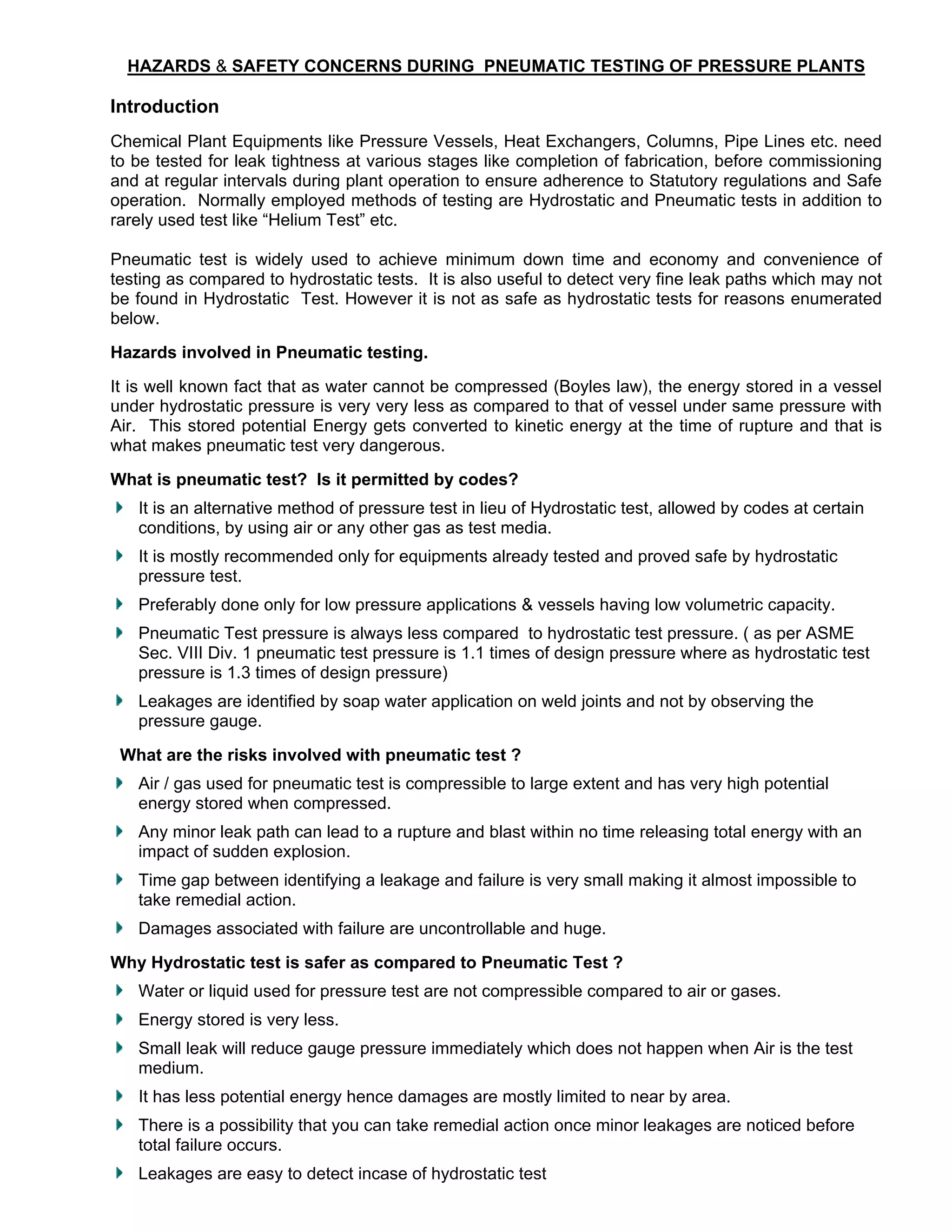 HAZARDS-Pneumatic Test(1) | PDF