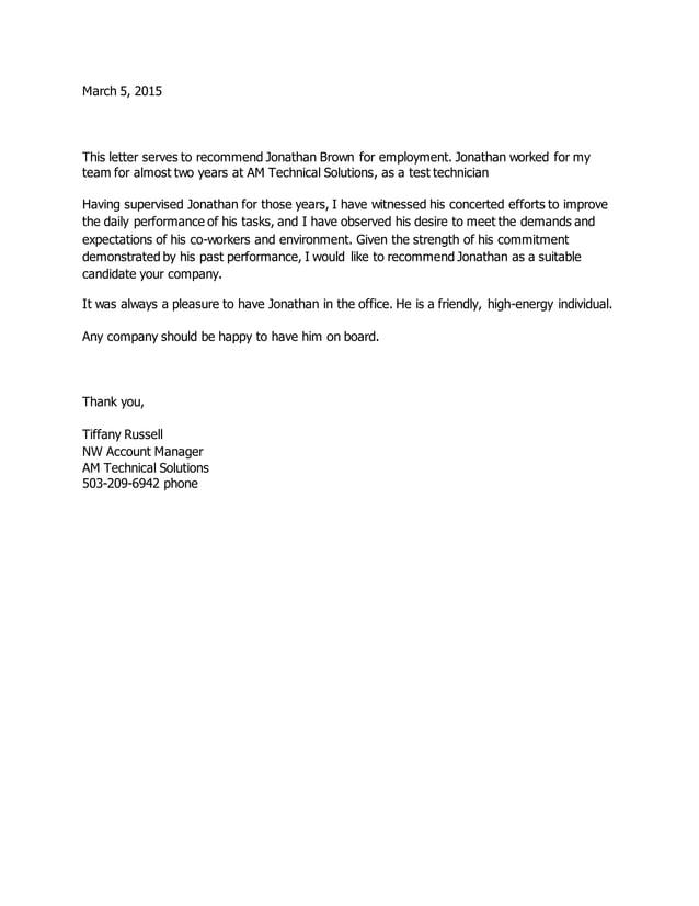 Letter of Reccomendation | DOCX