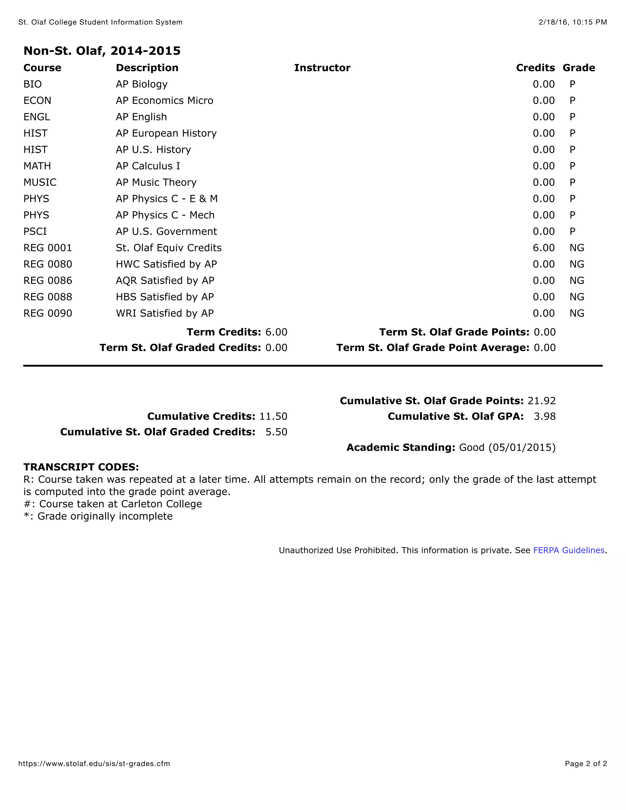 St. Olaf College Student Information System | PDF
