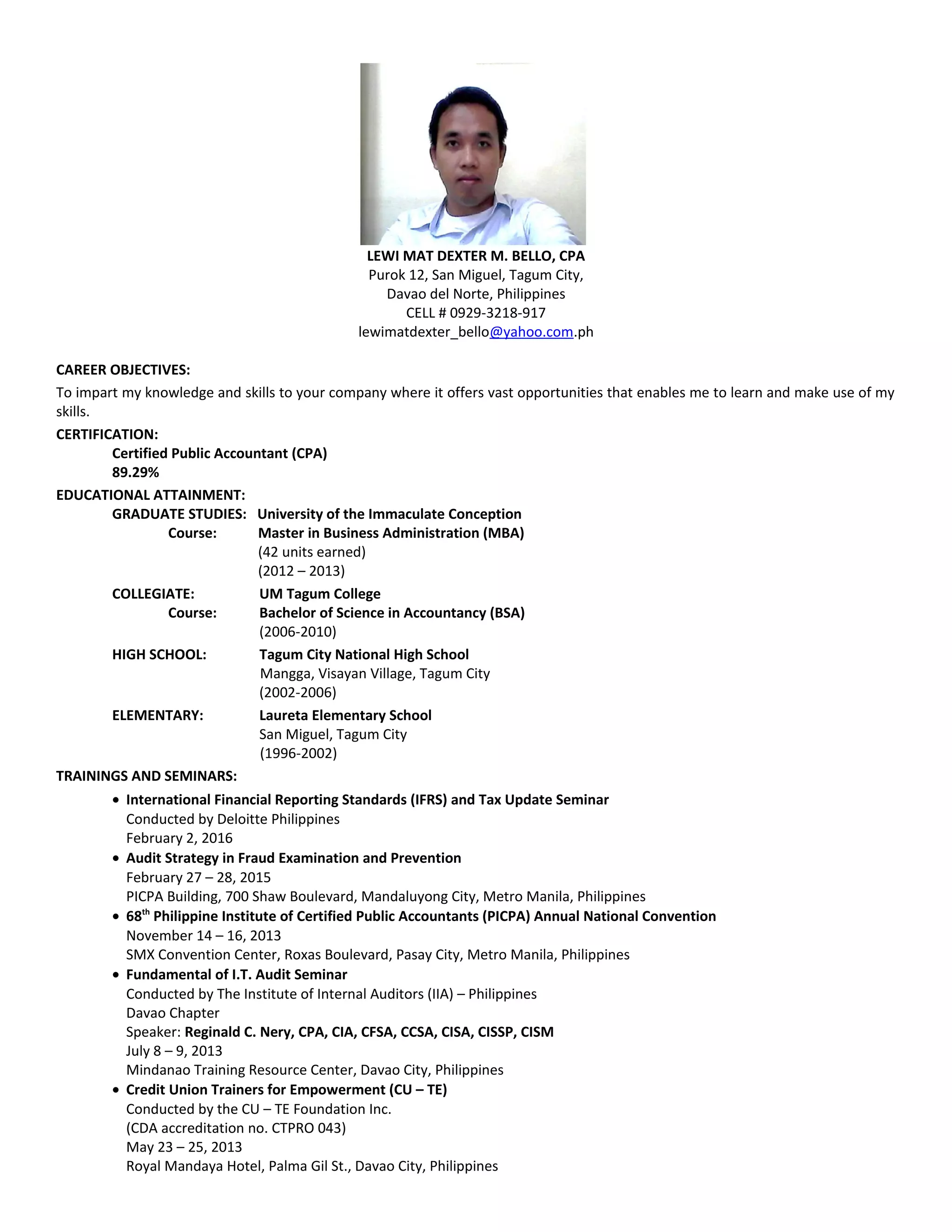 LewiMatDexterBello_resume | DOC