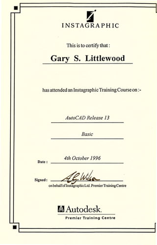 Gary Littlewood Main Certificates | PDF