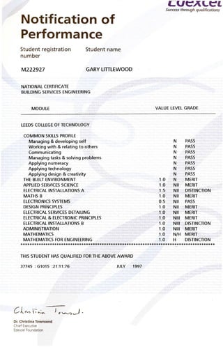 Gary Littlewood Main Certificates | PDF