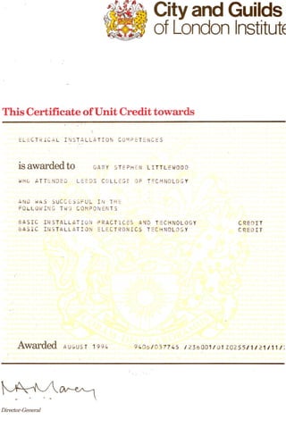 Gary Littlewood Main Certificates | PDF