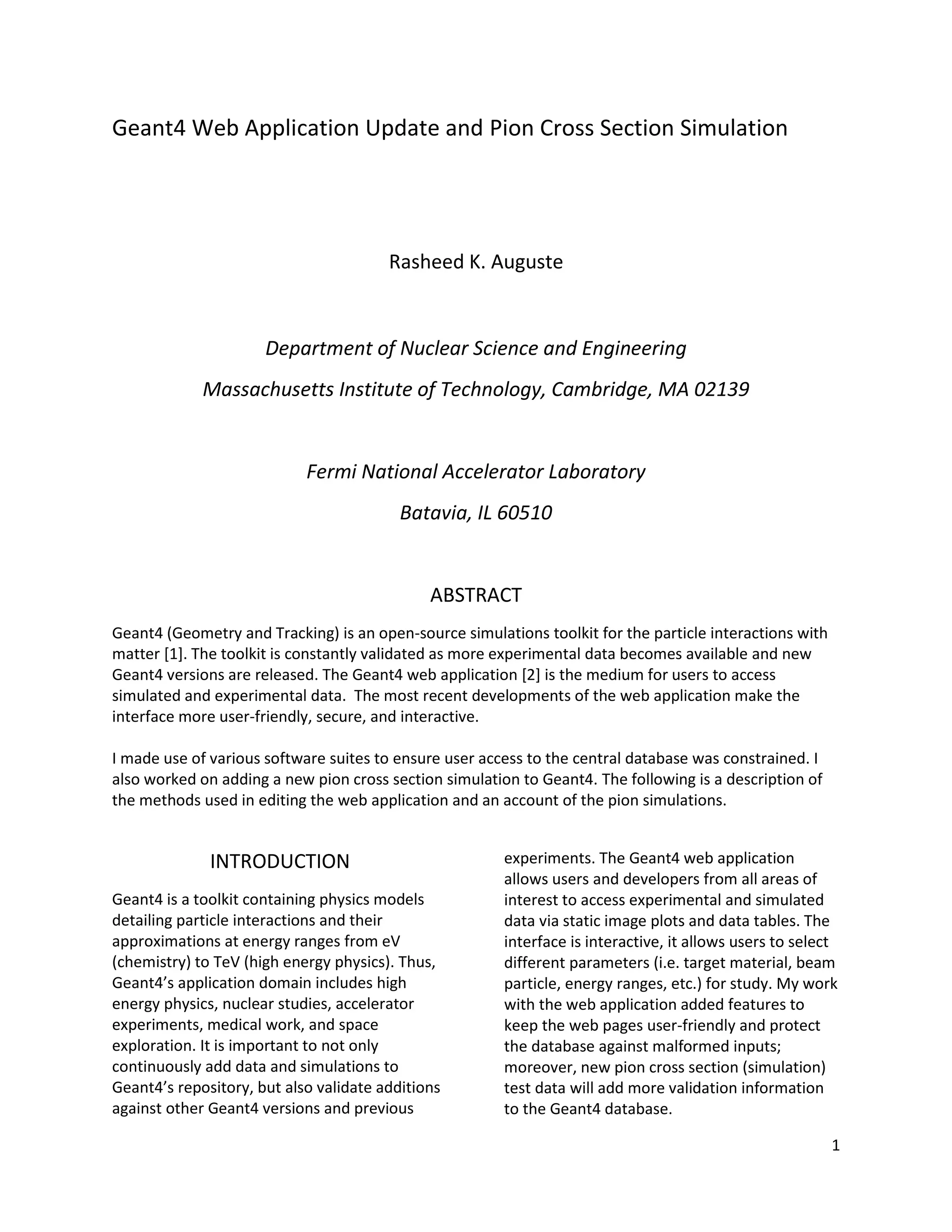 Geant4_Web_Application_Update_and_Pion_Cross_Section_Simulation | PDF | Databases | Computer ...