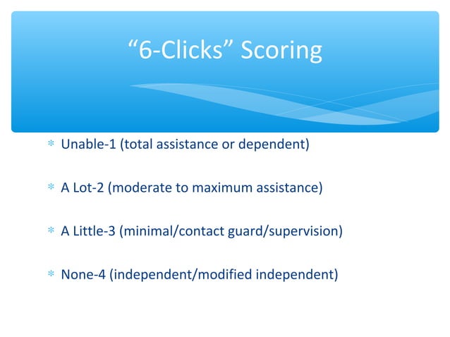 Activity Measure for Post Acute Care (AM-PAC | PPT | Physical Therapy ...