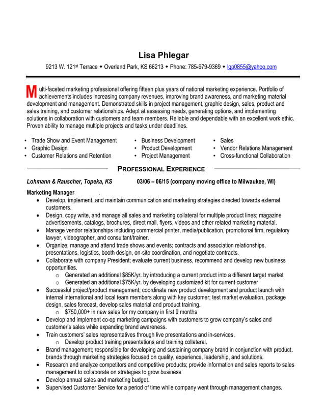 Lisa Phlegar_resume | PDF | Sales | Business
