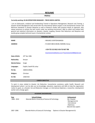 Maurice EVERTON CV | PDF