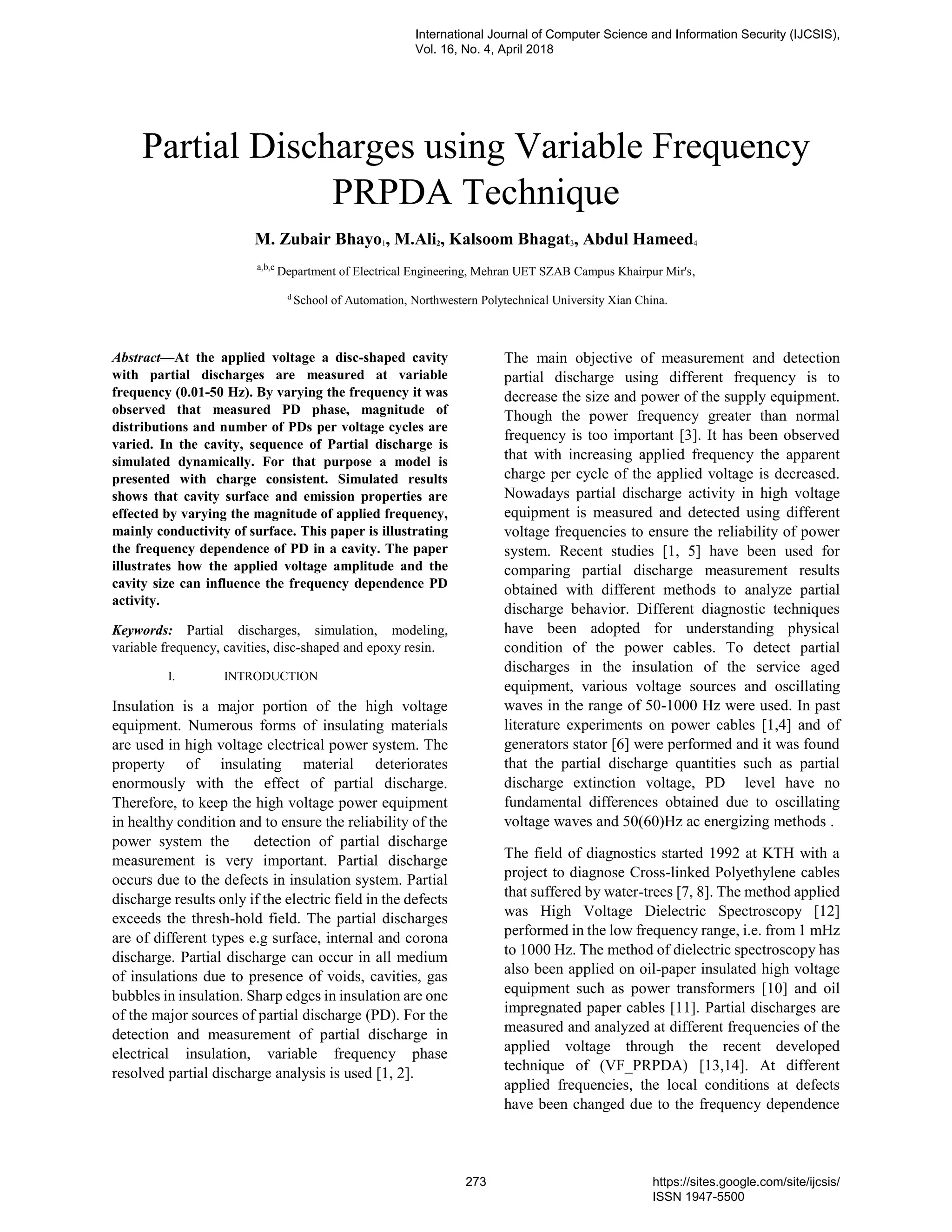 Partial Discharges using Variable Frequency PRPDA Technique | PDF