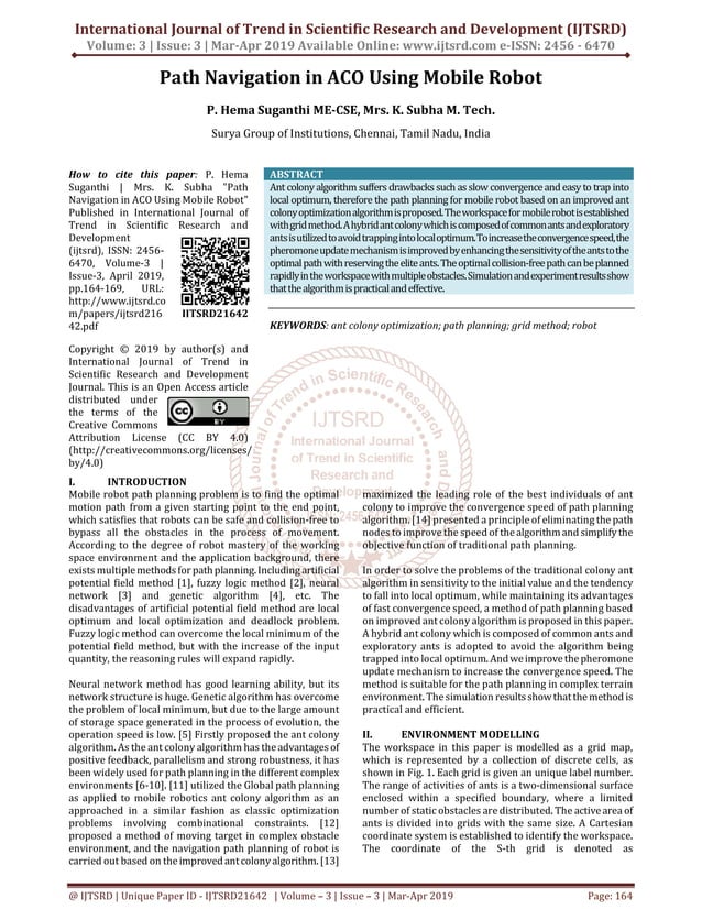 Path Navigation in ACO Using Mobile Robot | PDF