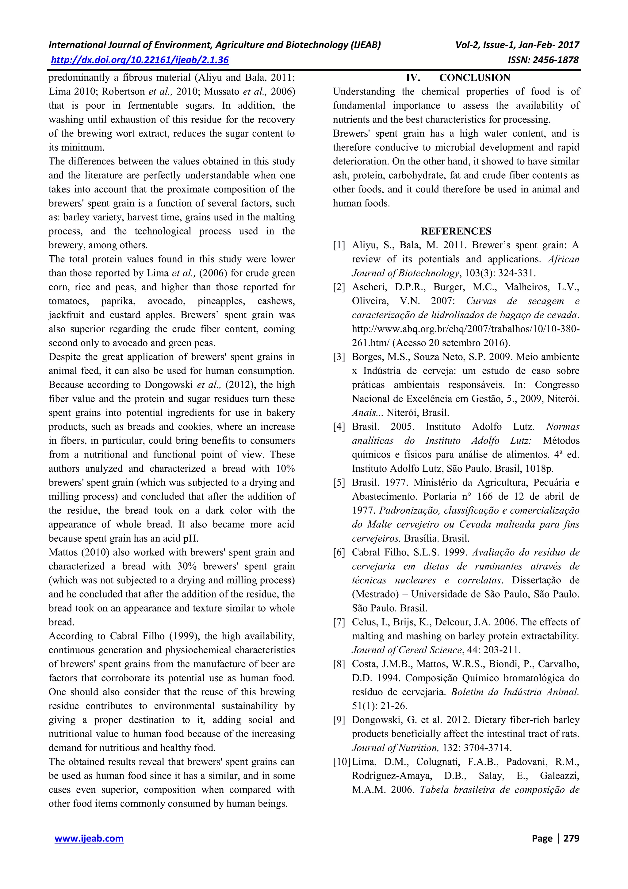 physiochemical characterization of the brewers’ spent grain from a brewery | PDF