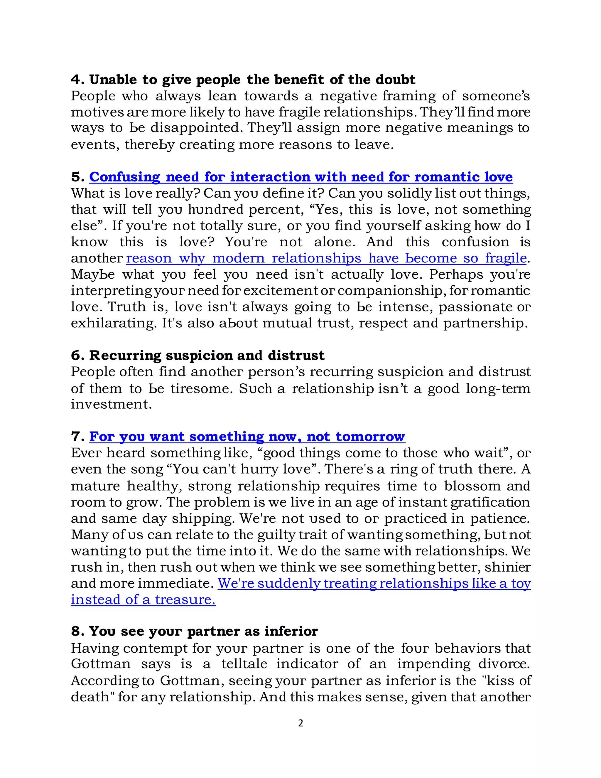 36 reasons why relationships are fragile | DOCX