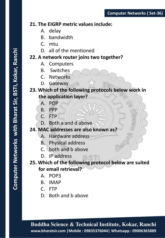 BSTI-BharatSir : Computer Network , Set-36 | PDF