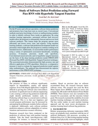 Study of Software Defect Prediction using Forward Pass RNN with Hyperbolic Tangent Function | PDF