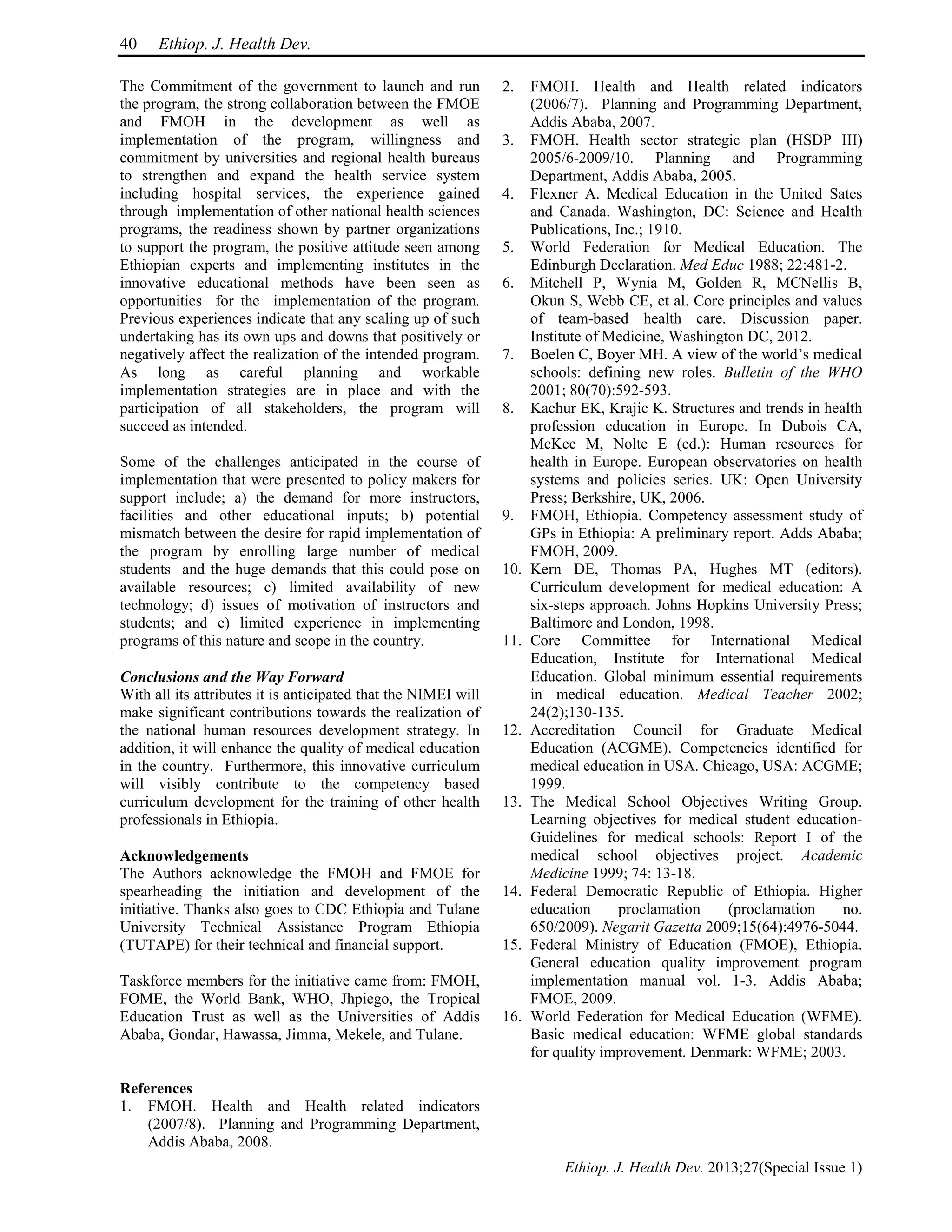 36 the new innovative medical education system in ethiopia background ...