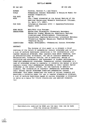 37.pedagogical content knowledge cochran | PDF