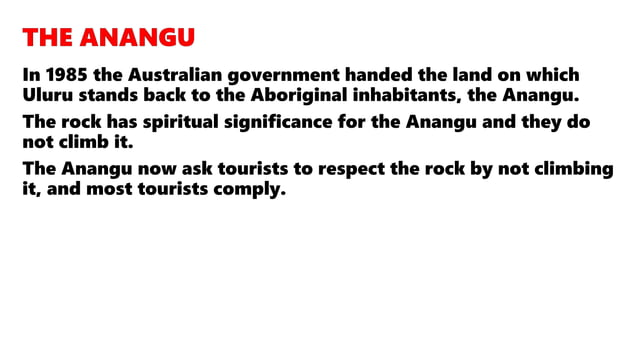 GEOGRAPHY IGCSE: TOURISM - ECOTOURISM ULURU AUSTRALIA AND GOAT ISLAND ...