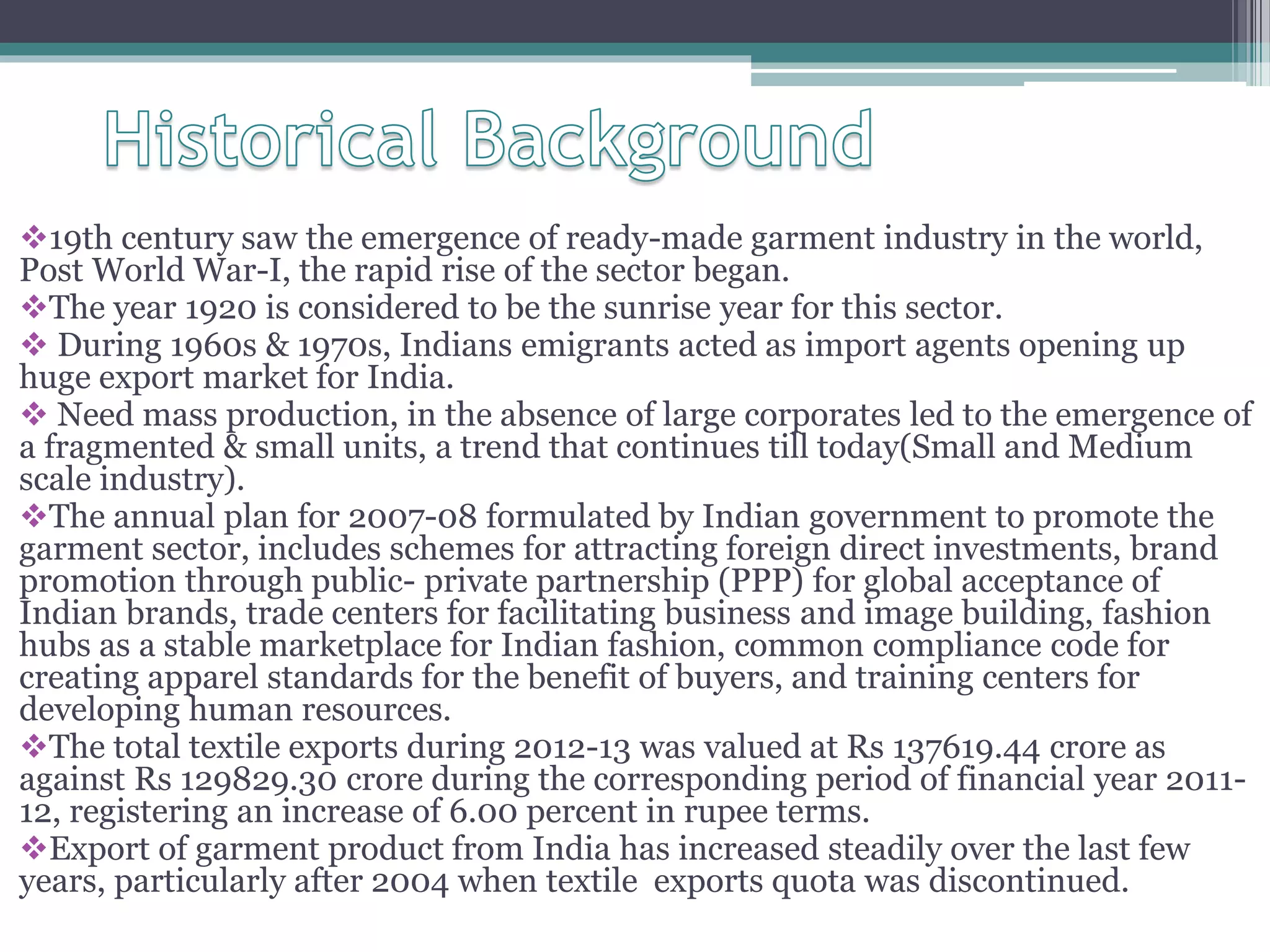 37. indian readymade garment industry zainab shafi | PPT