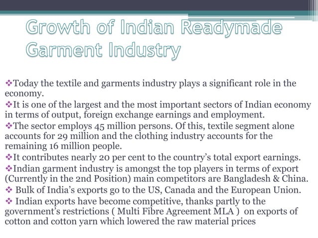 37. indian readymade garment industry zainab shafi | PPT
