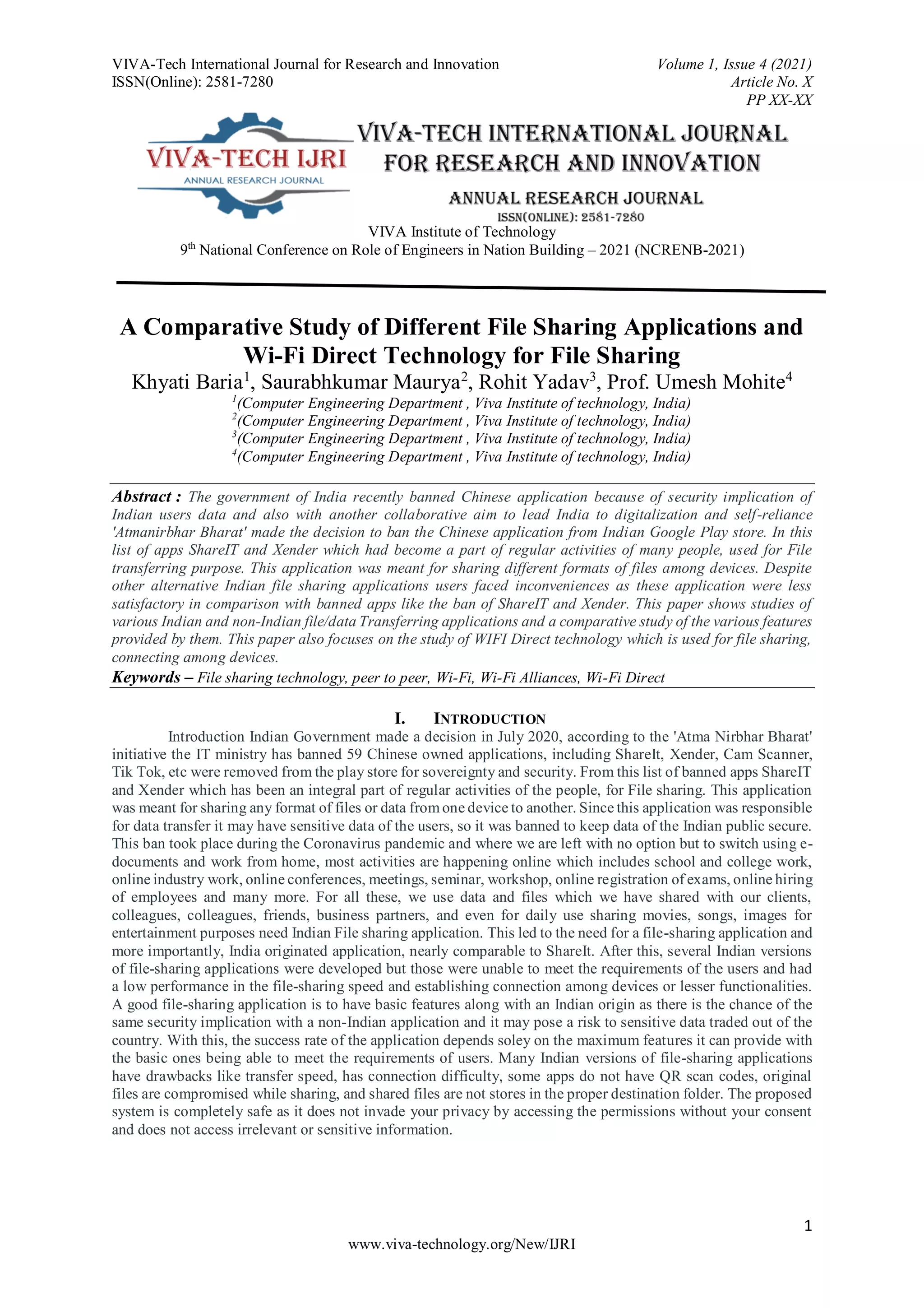 A Comparative Study of Different File Sharing Applications and Wi-Fi ...