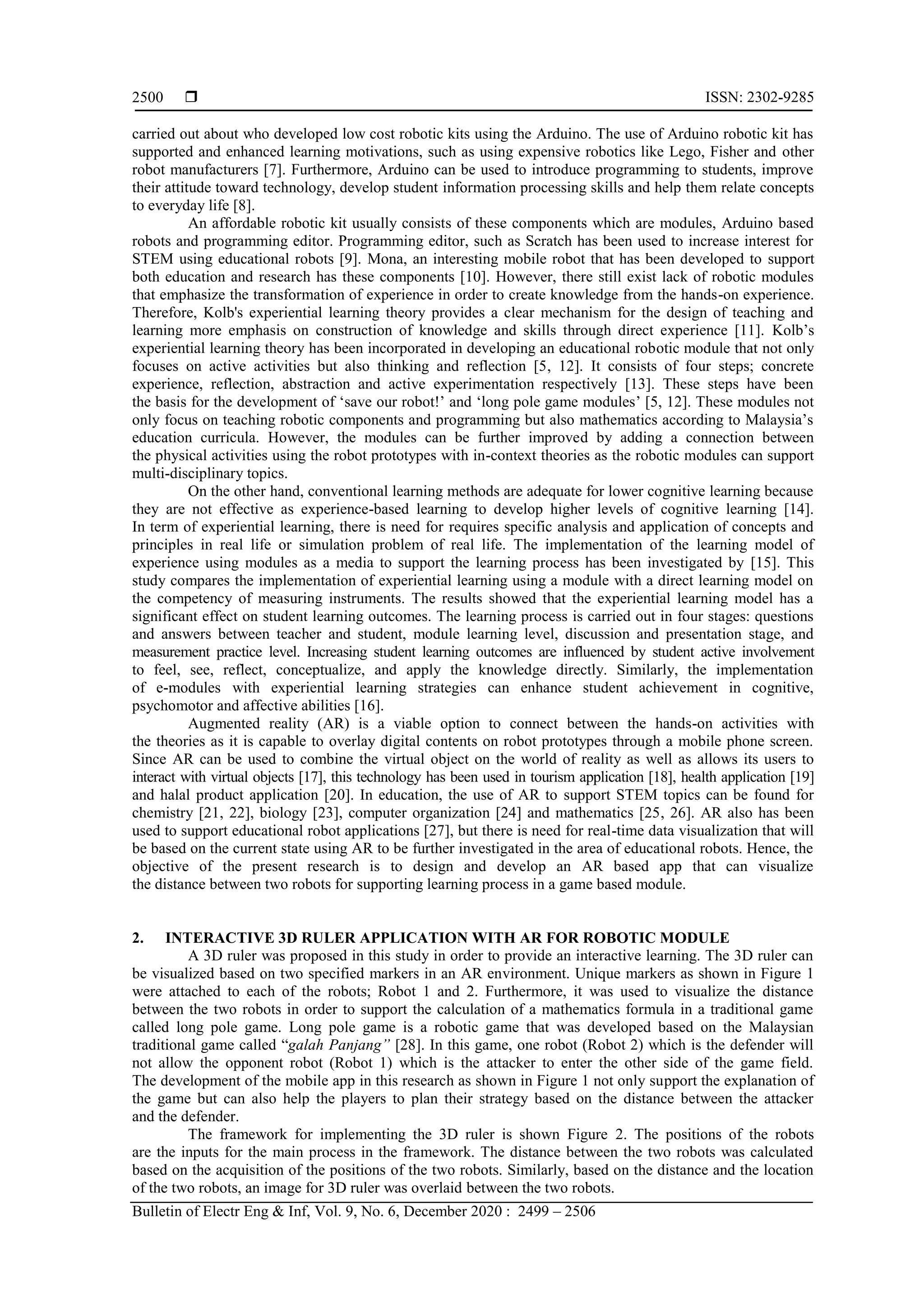 Mobile augmented reality using 3D ruler in a robotic educational module ...