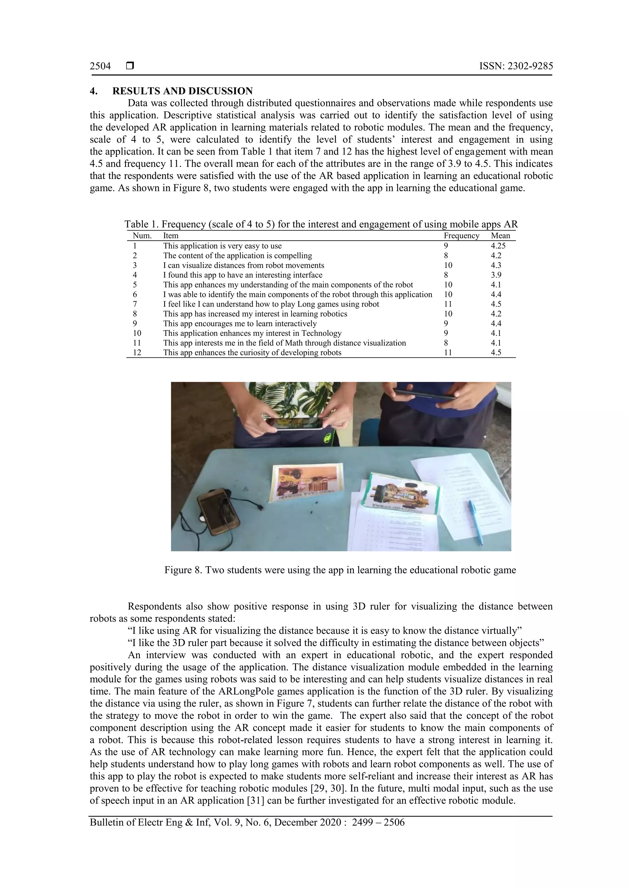 Mobile augmented reality using 3D ruler in a robotic educational module ...