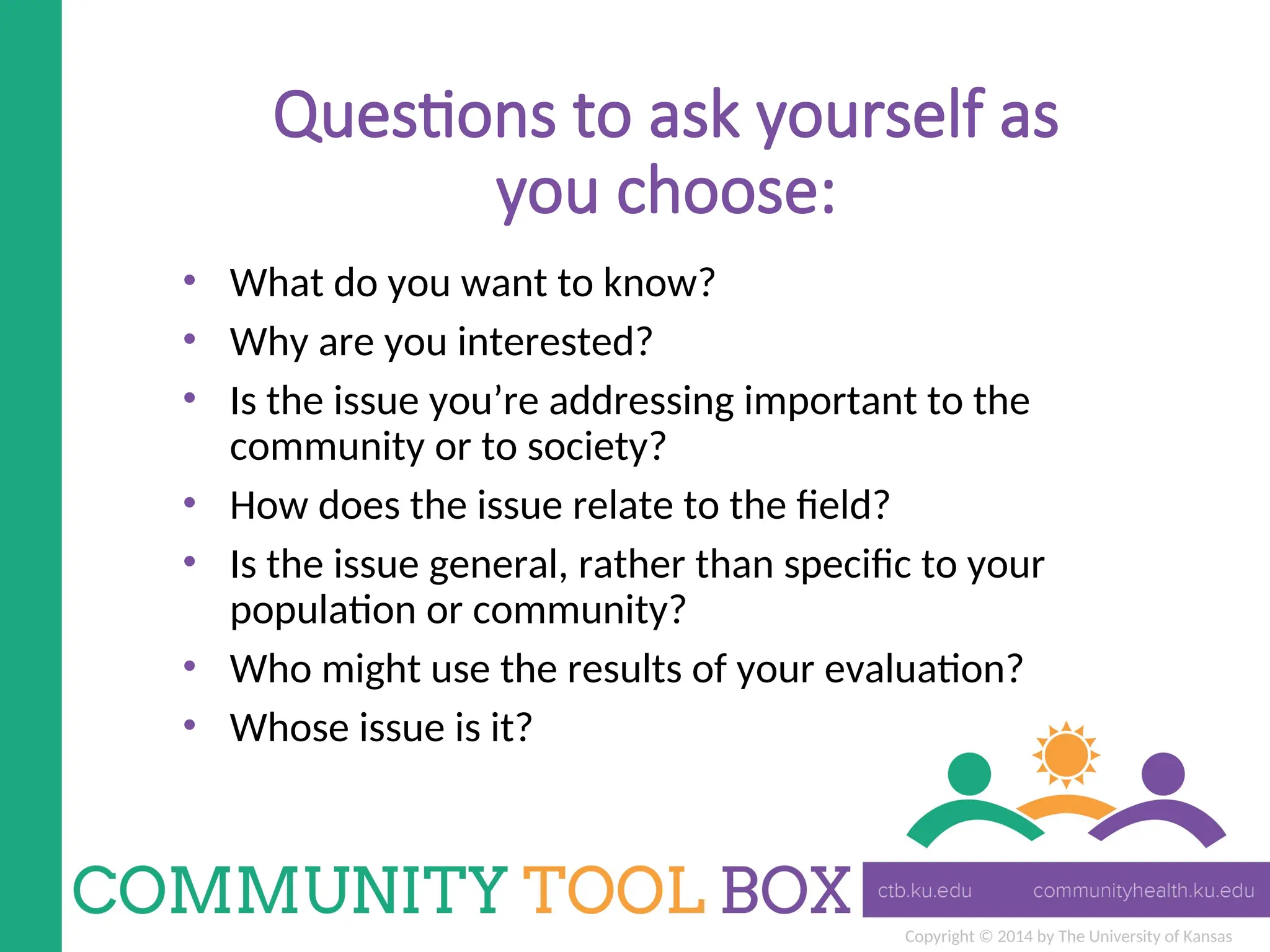 Choosing questions and planning the evaluation | PPT