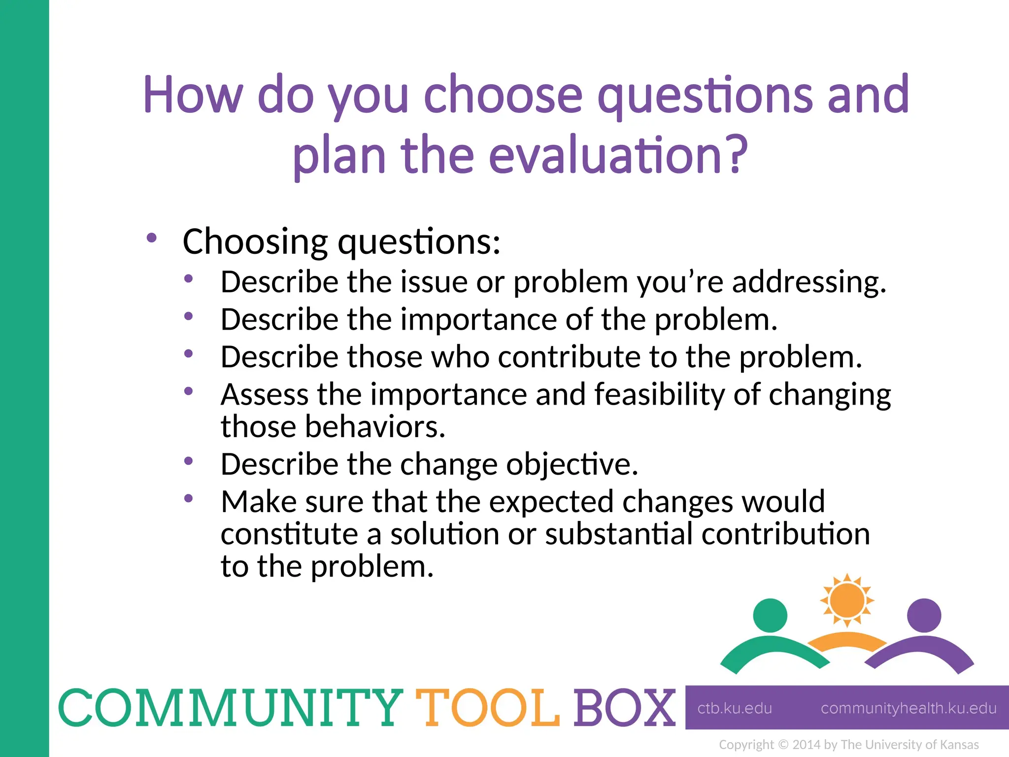 Choosing questions and planning the evaluation | PPT