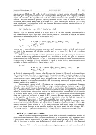 Signature PSO: A novel inertia weight adjustment using fuzzy signature for LQR tuning | PDF