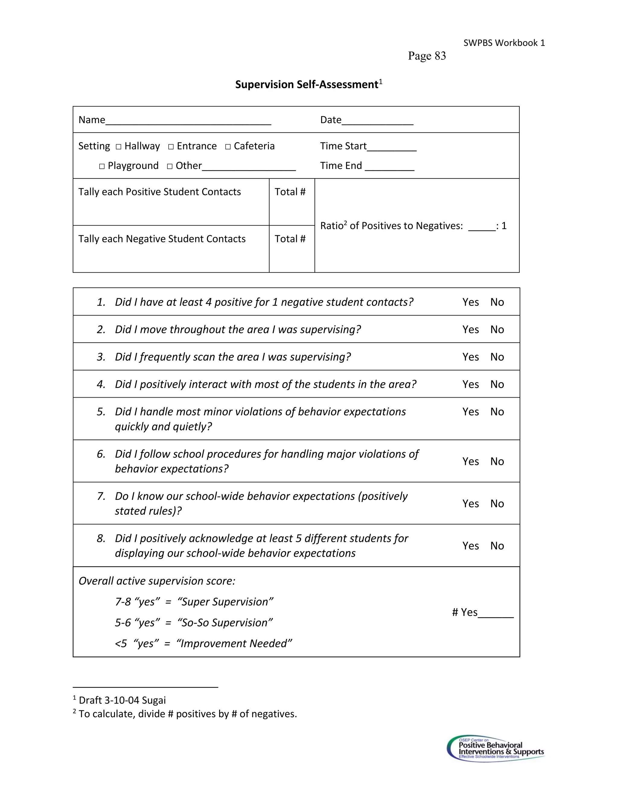 The Role of Paraeducator in a PBIS School HANDOUT #2 | PDF