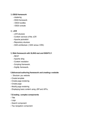 AEM New course content for online training classes | DOCX | Web Design ...