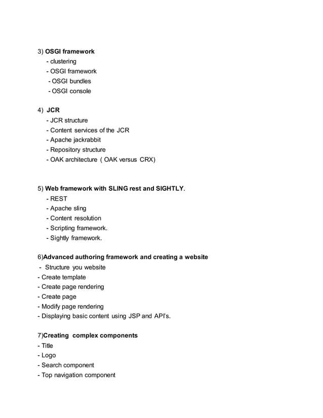 AEM New course content for online training classes | DOCX | Web Design and HTML | Internet