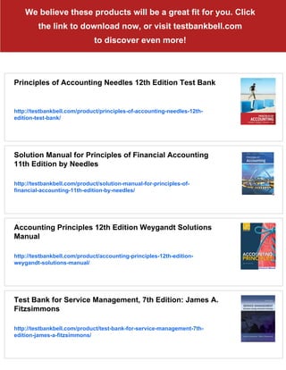 Principles of Accounting Needles 12th Edition Solutions Manual | PDF