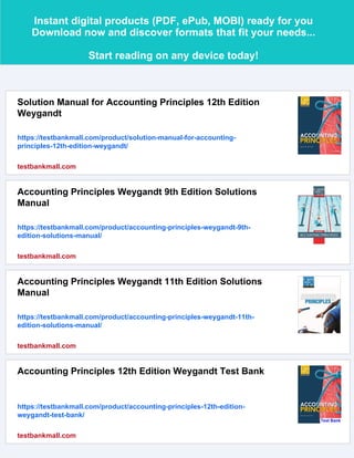 Accounting Principles 12th Edition Weygandt Solutions Manual | PDF