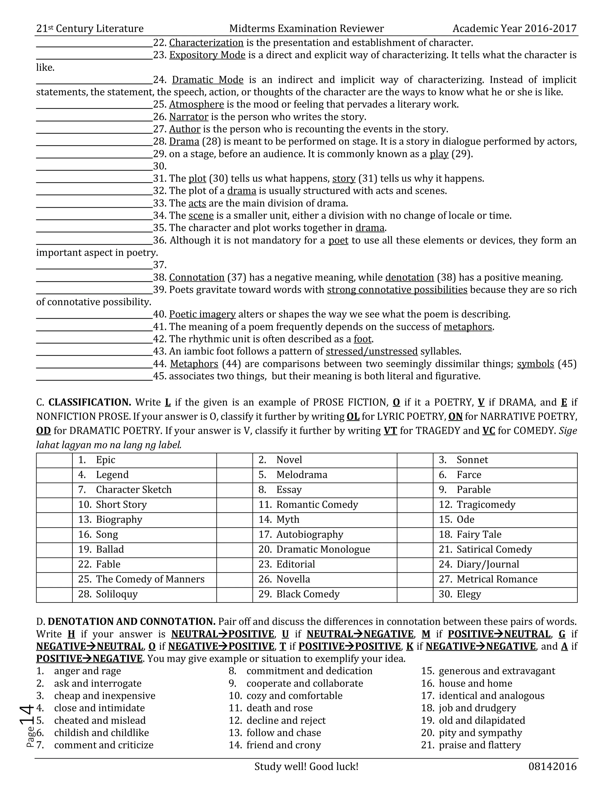 21st century literature midterm exam | PDF