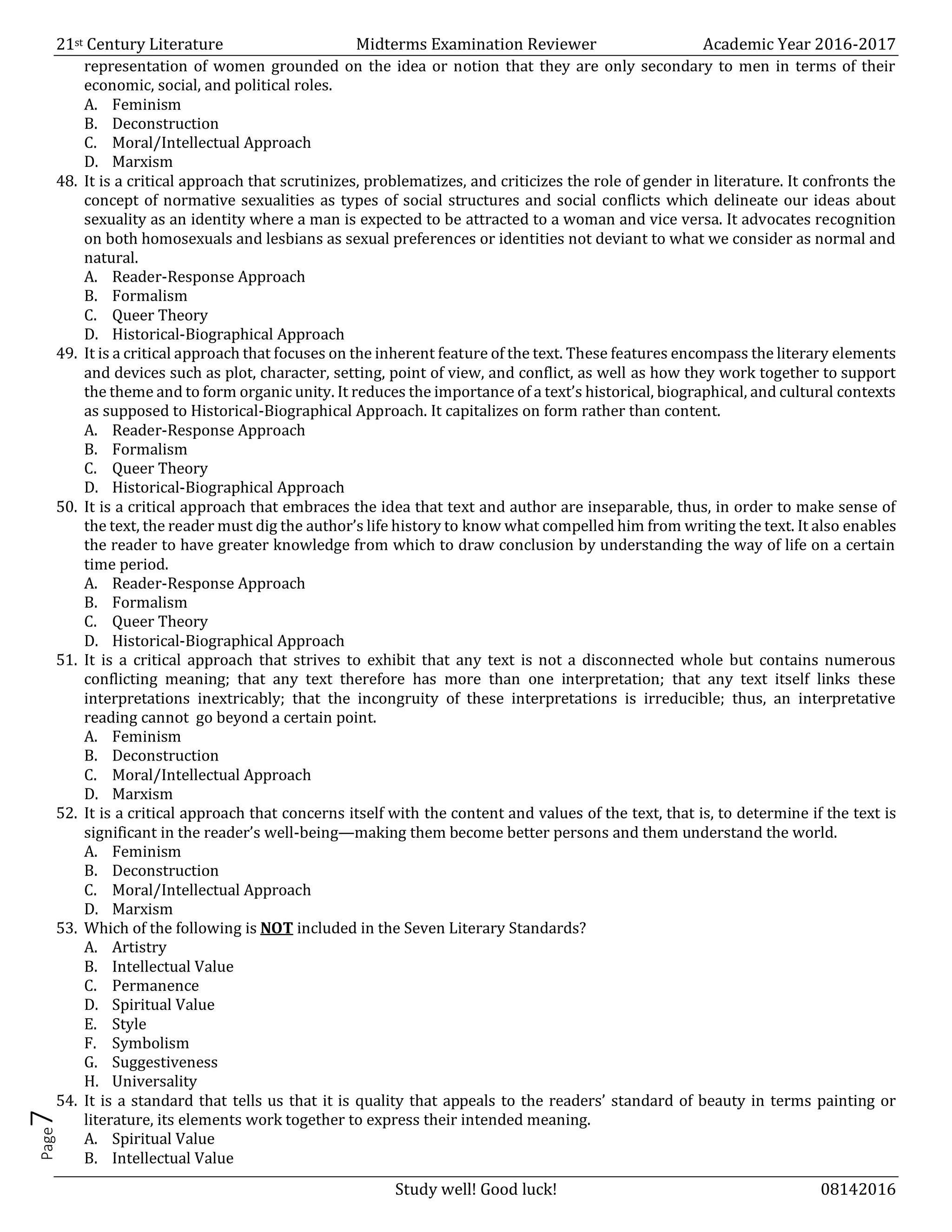 21st century literature midterm exam | PDF