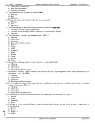 21st century literature midterm exam | PDF