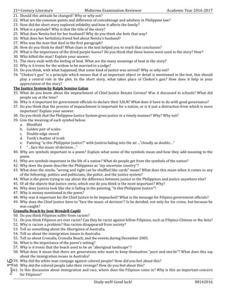 21st century literature midterm exam | PDF