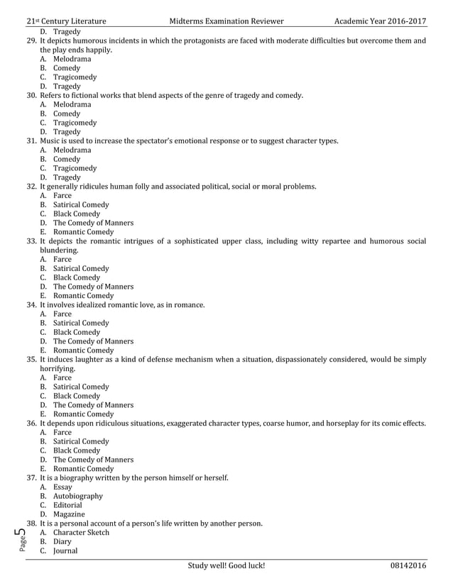 21st century literature midterm exam | PDF | Educational Assessment ...