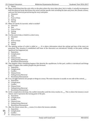 21st century literature midterm exam | PDF