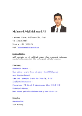 Mohamed Adel CV | DOCX | Business Administration | Business