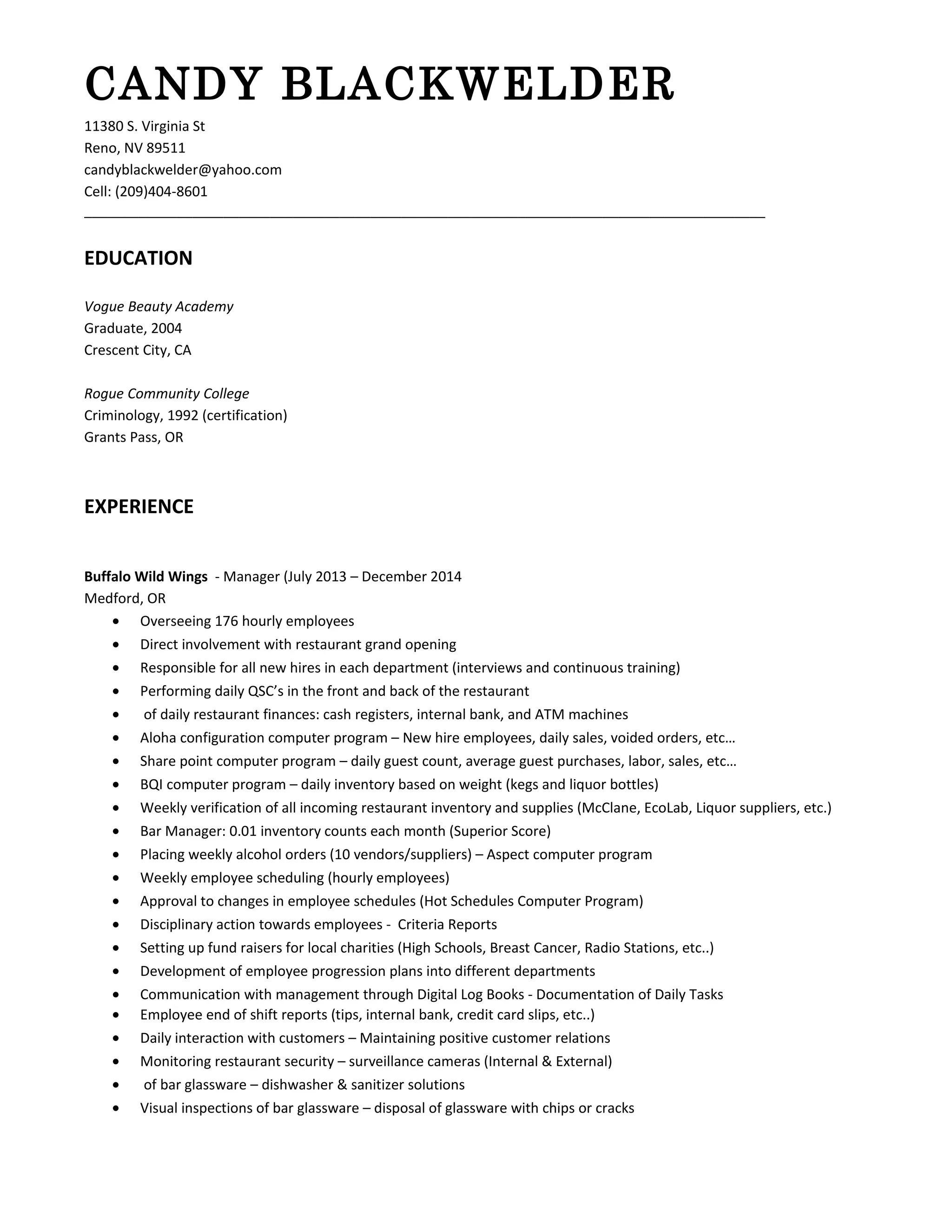 candy resume 2015 | DOC