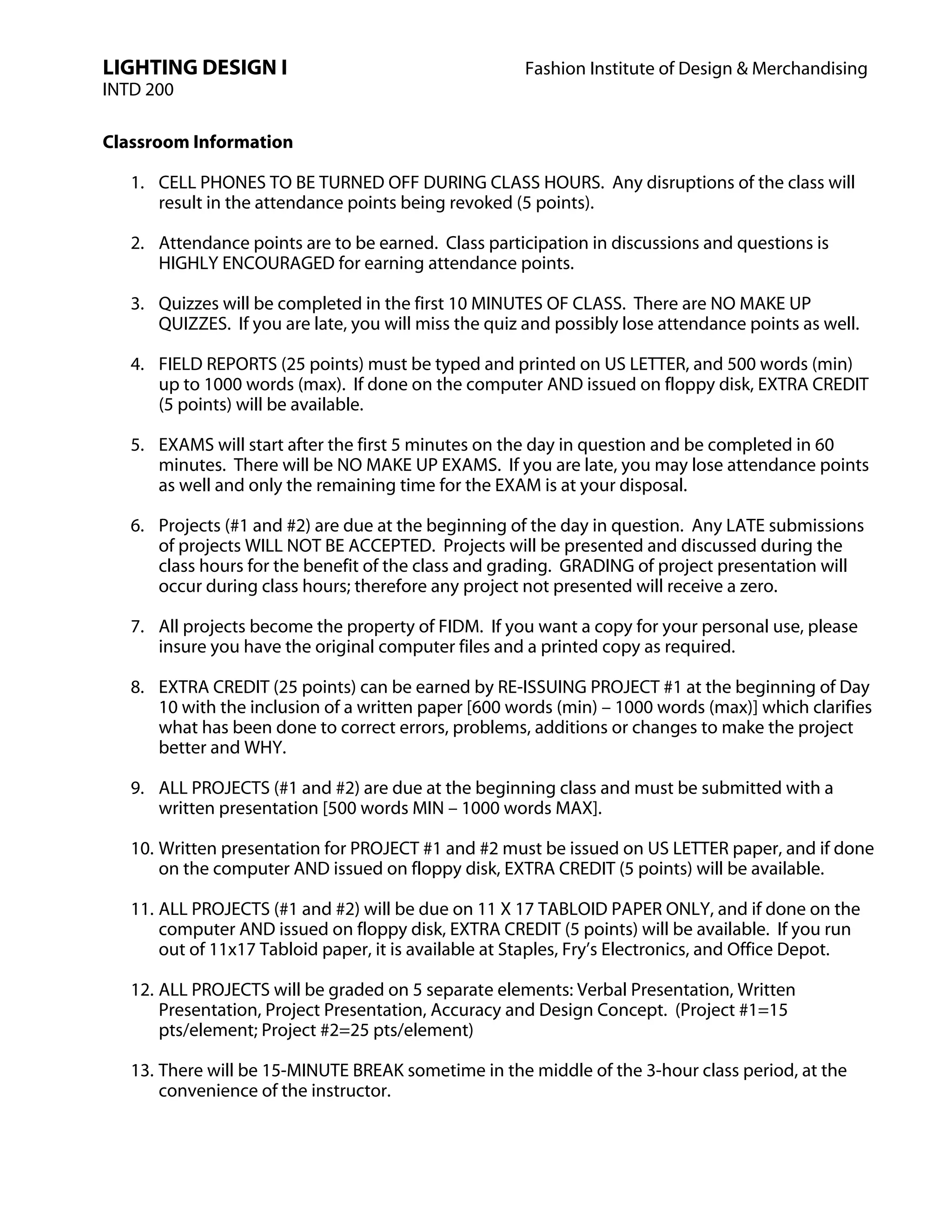 FIDM Syllabus & Plan 11 DAY | PDF