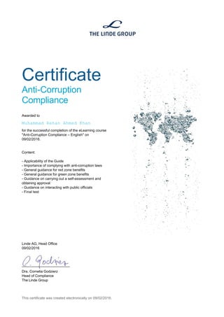 Linde Diploma in Anti Corruption | PDF