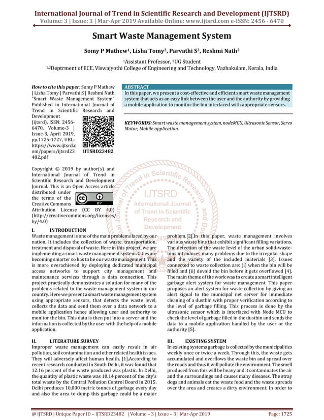 Smart Waste Management System | PDF | Environmental Services Industry ...