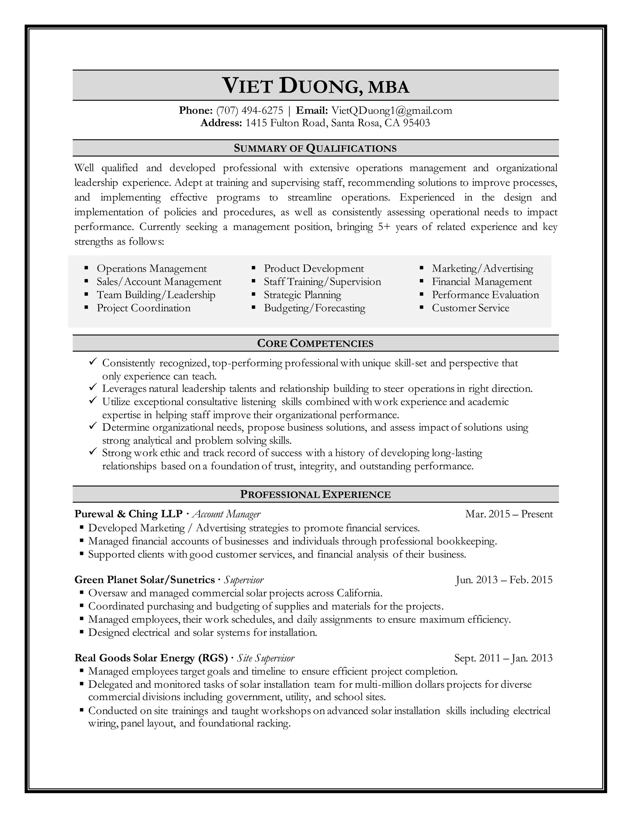 Viet Duong Resume | PDF