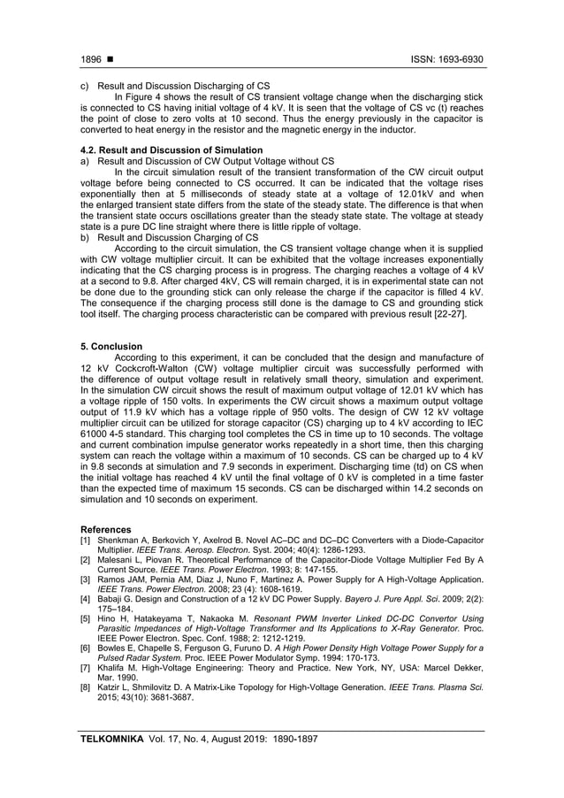 Plasma generator: design of six stage cockcroft-walton voltage ...